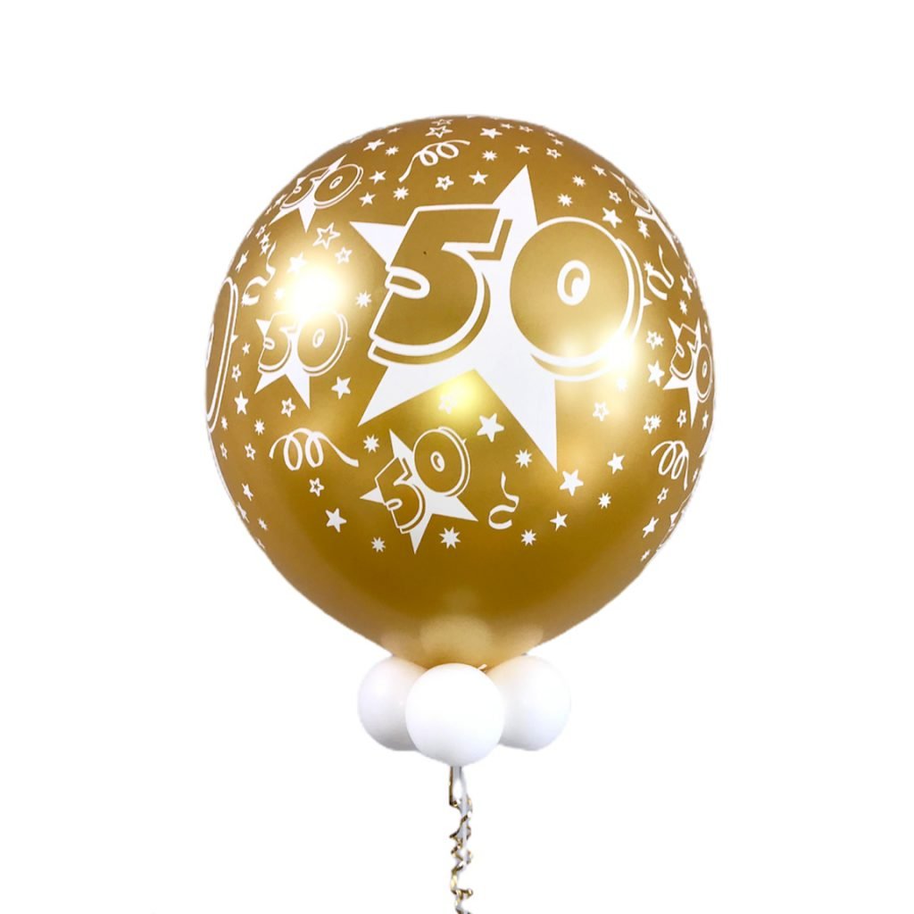 Heliumballon trosje goud 50 jaar • Jouwballonnen B.V. | Gouden ballonnen 50